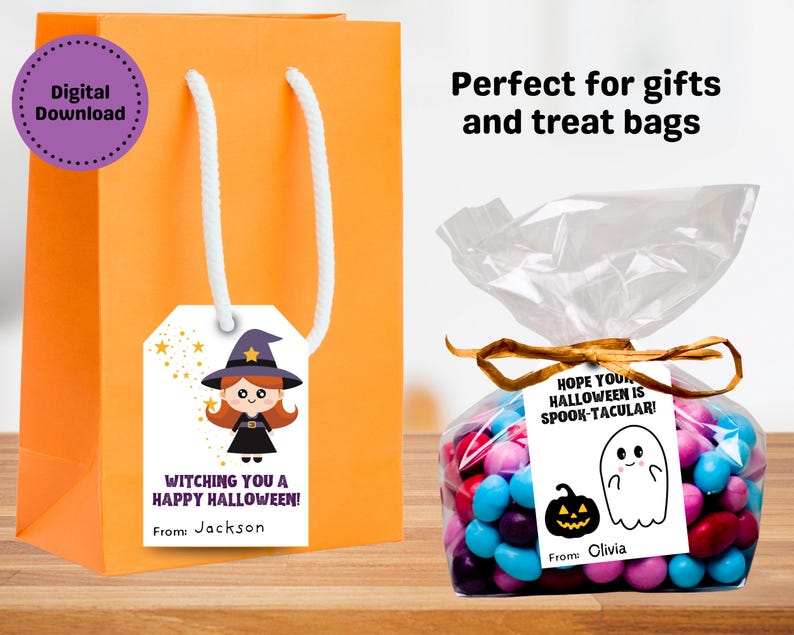 Printable Halloween Treat Tag, Halloween Candy Tag, Halloween Favor Tag ...