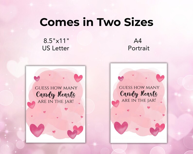 Printable Valentine's Day Guessing Game, Guess How Many Candy Hearts in ...