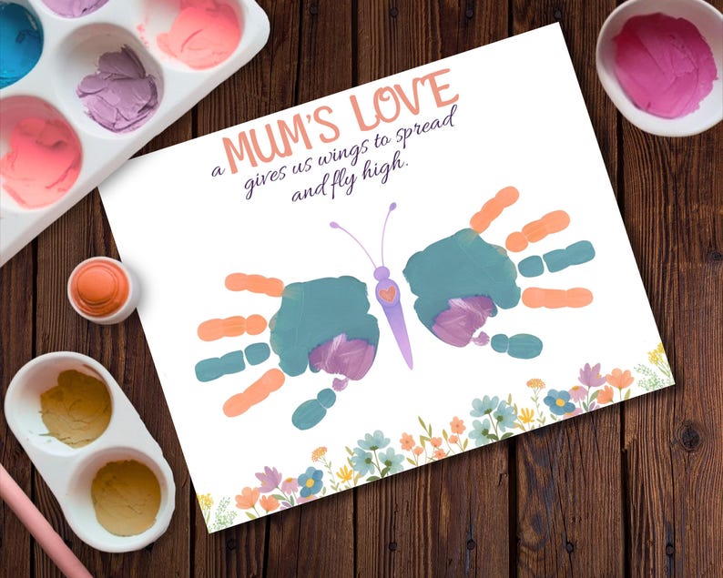Mother’s Day Handprint and Footprint Art Craft for Kids, Butterfly ...