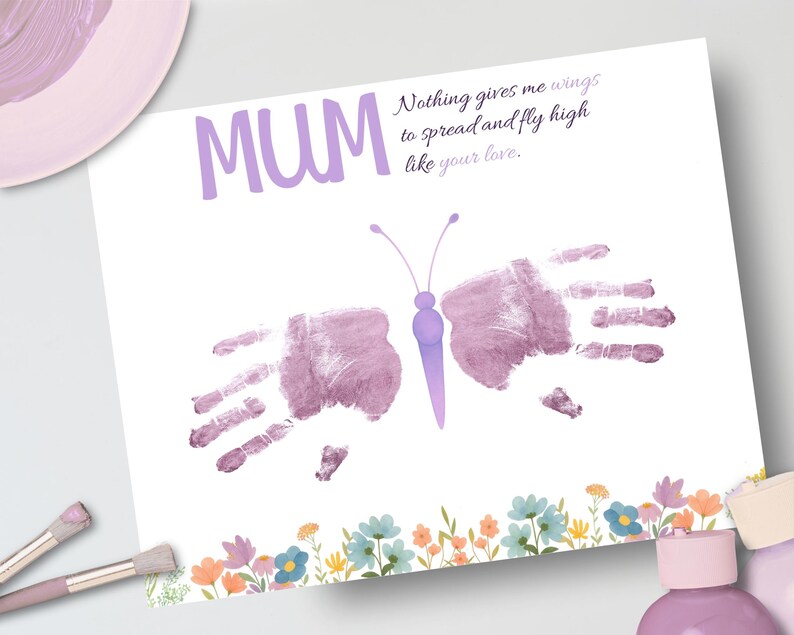 Mother’s Day Handprint and Footprint Art Craft for Kids, Butterfly ...