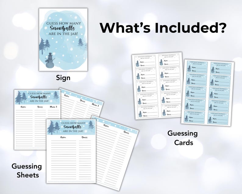 Printable Guessing Game, Guess How Many Snowballs in the Jar, Winter ...