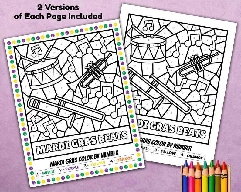 Mardi Gras Color by Number, Printable Mardi Gras Activity Sheets, Easy ...