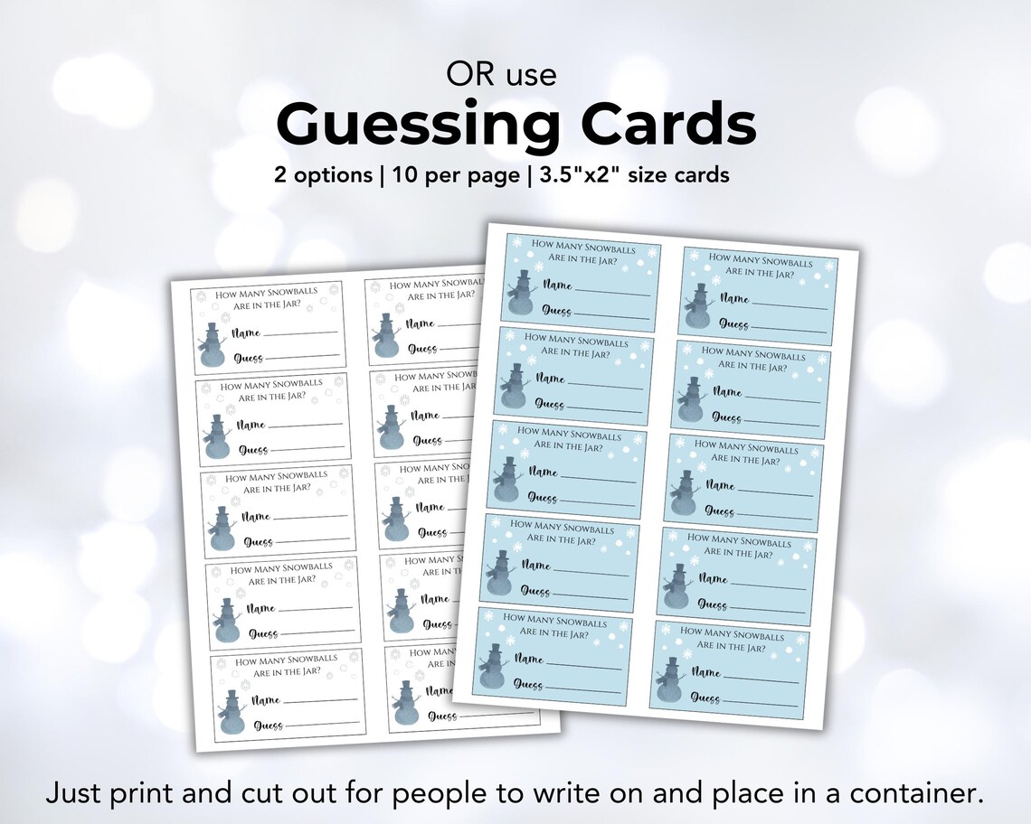 Printable Guessing Game, Guess How Many Snowballs in the Jar, Winter ...