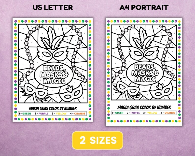 Mardi Gras Color by Number, Printable Mardi Gras Activity Sheets, Easy ...