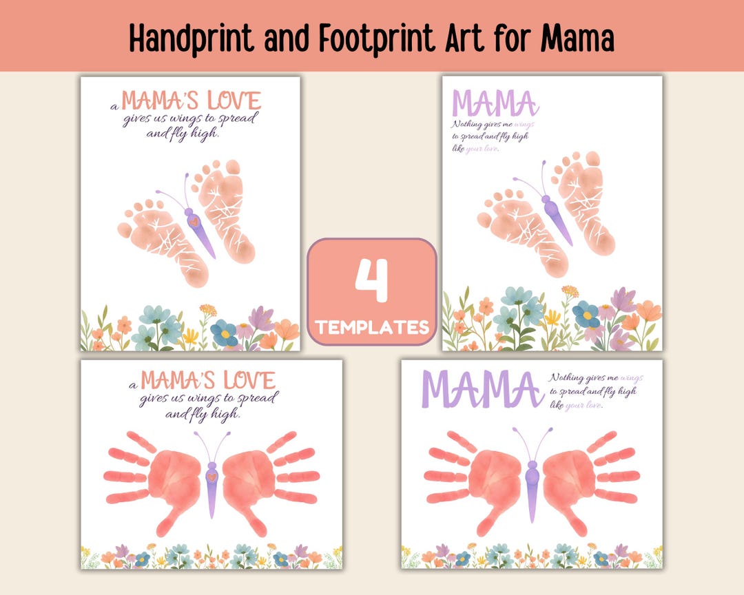 Mother’s Day Handprint and Footprint Art Craft for Kids, Butterfly ...