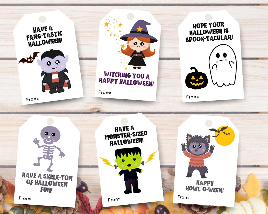 Printable Halloween Treat Bag Tags, Halloween Candy Tag, Halloween ...