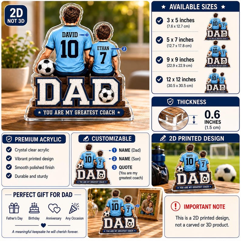 Personalized Dad Hands Acrylic Block, Custom Family Keepsake, Father's ...