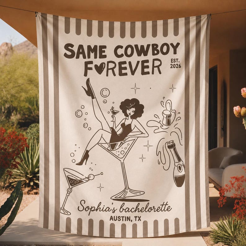 Personalized Bachelorette Party Banner, Same Cowboy Forever Beach ...