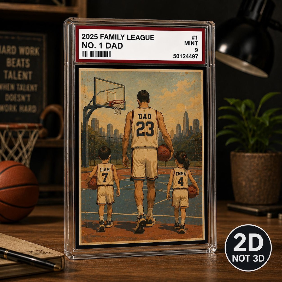 Personalized Basketball Dad Card Sign, Custom Family Portrait Plaque ...