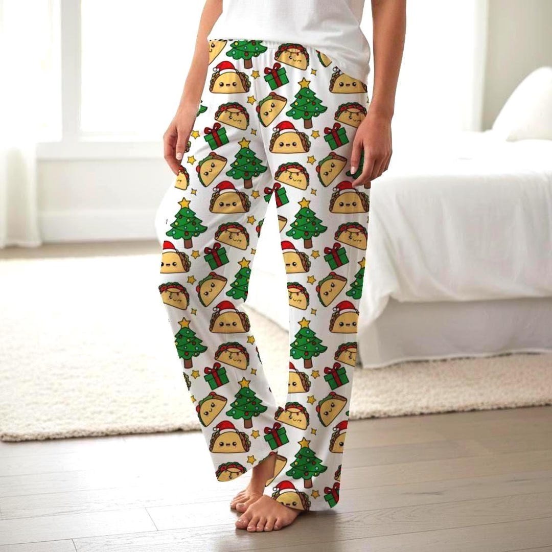 Holiday Tacos Women's Pajama Pants, Funny Christmas Taco Sleepwear ...