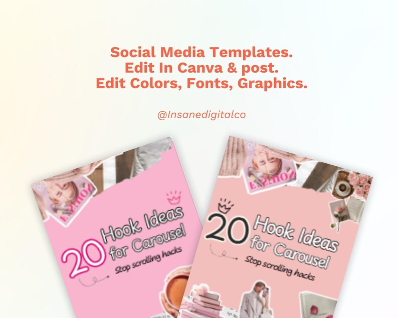 Pink Instagram Carousel Templates Canva | 100 Editable Posts - Etsy