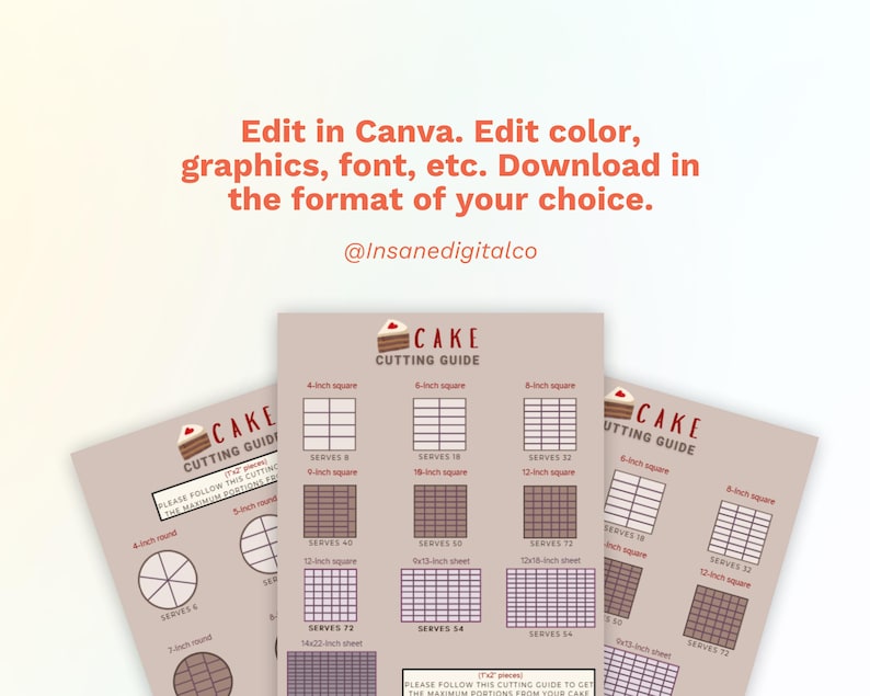 Cake Cutting Guide Printable: Round & Square Slicing Templates - Etsy