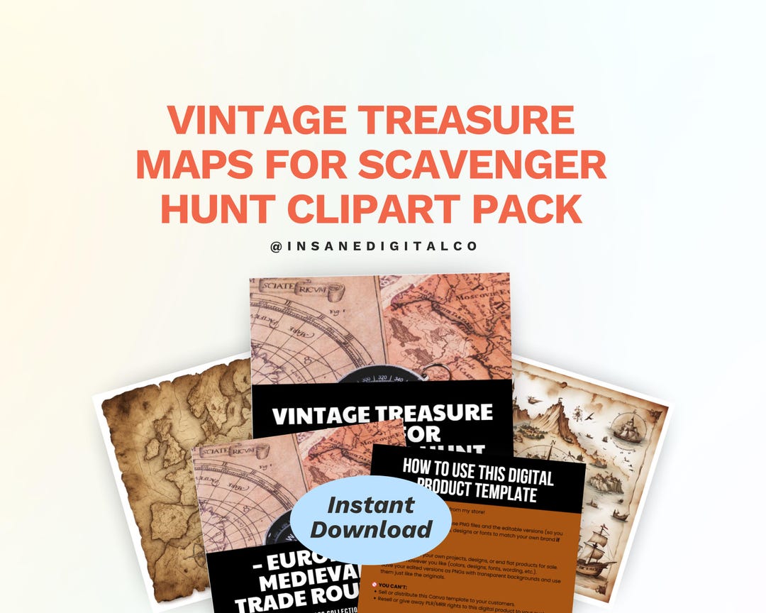 Vintage Treasure Maps Scavenger Hunt Cliparts - Etsy Australia