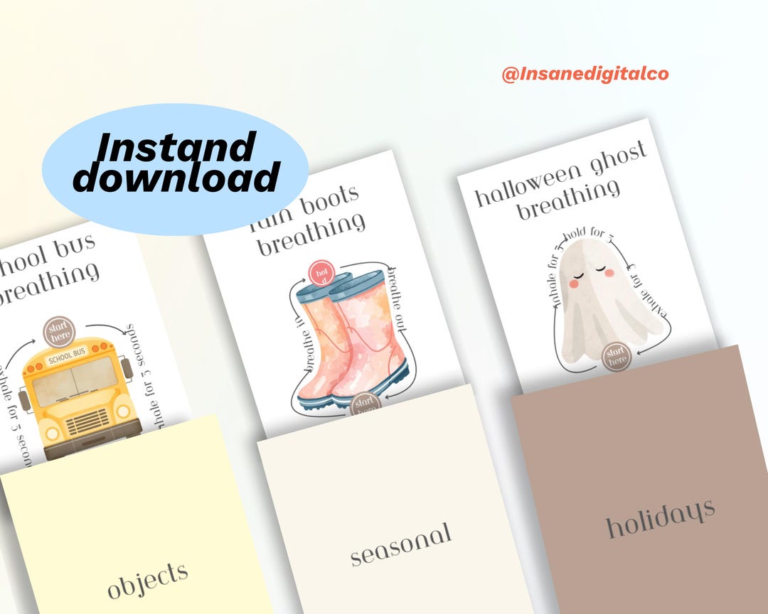 Mindful Breathing Cards: Kids Calm Down Printables (digital Download ...