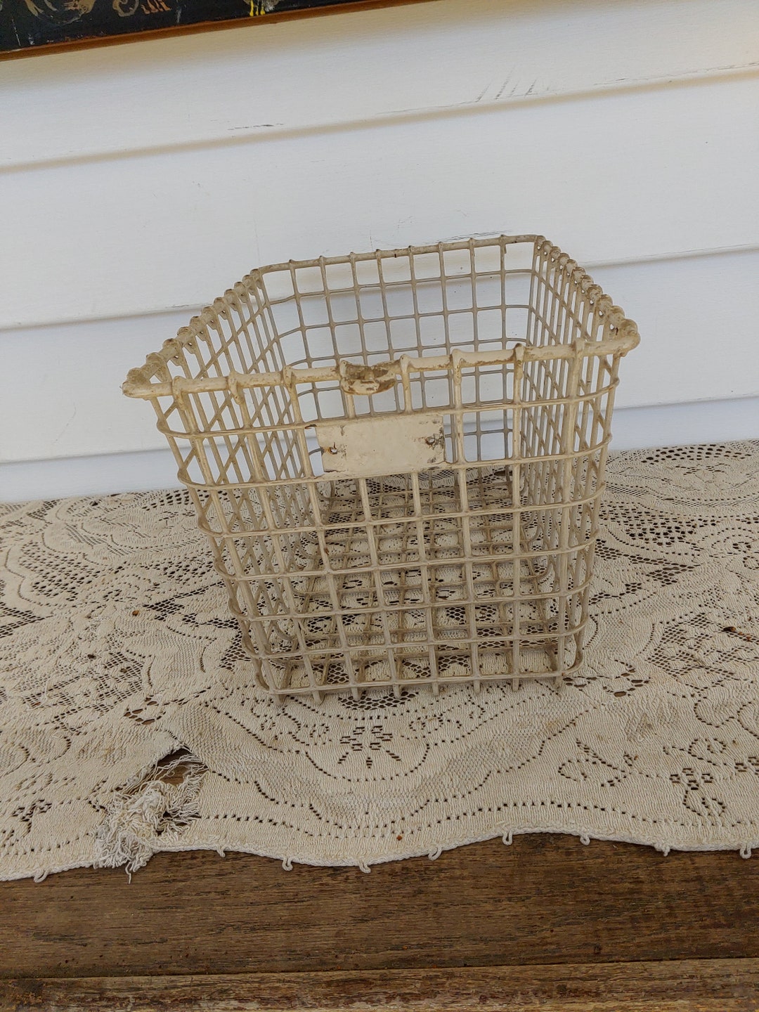 Vintage Coated Wire Locker Basket Storage Farmhouse Decor - Etsy
