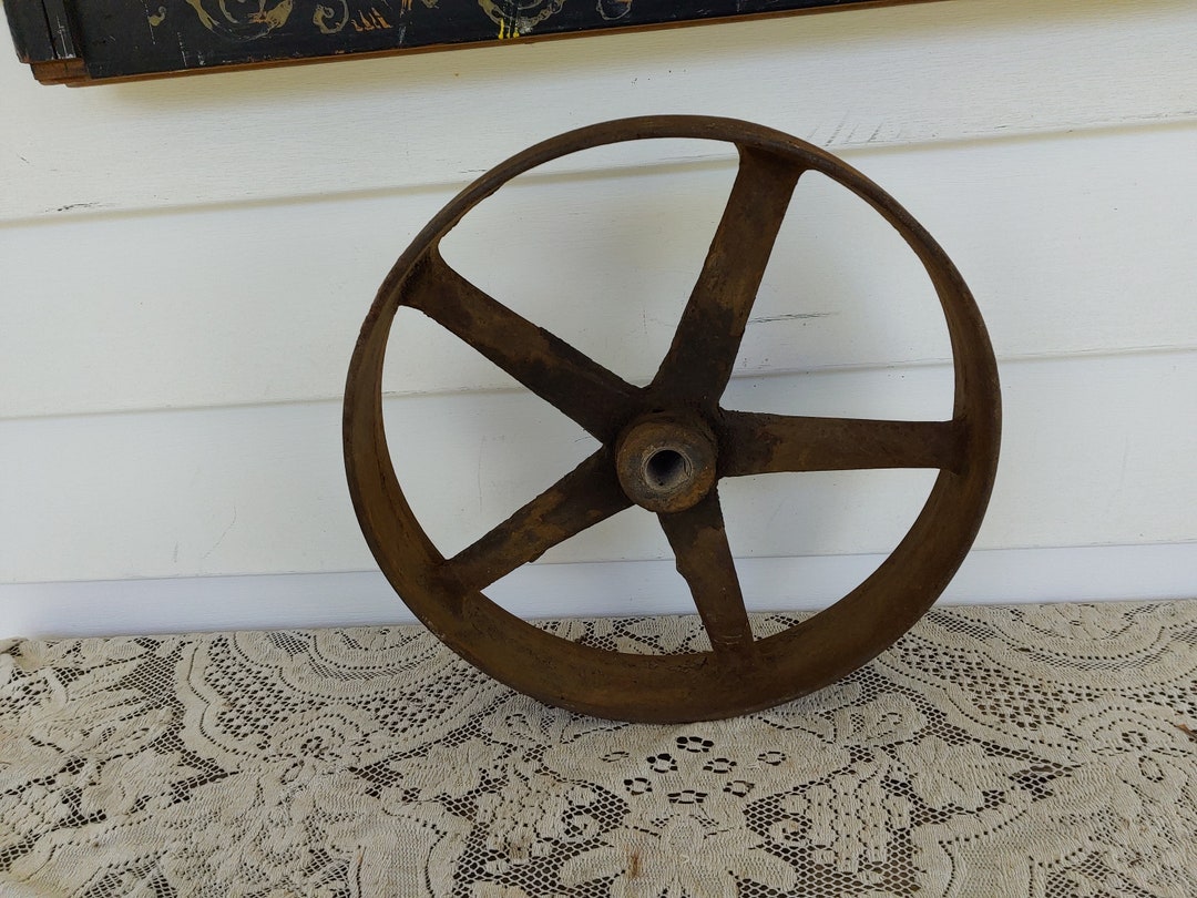 Antique Iron Steel Metal Rusty WAGON Plow CART WHEEL Rustic 13 ...
