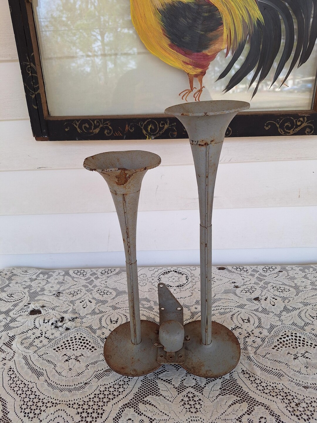 Antique Double Trumpet Horn Automobile Car Truck Horns Steampunk Barn ...