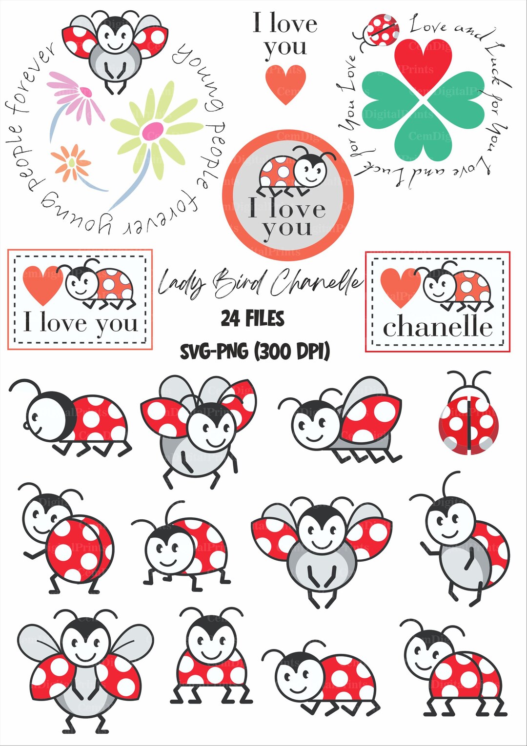 Ladybug Girl Clipart, Nursery Decor, Kids Illustration (PNG, SVG) - Etsy