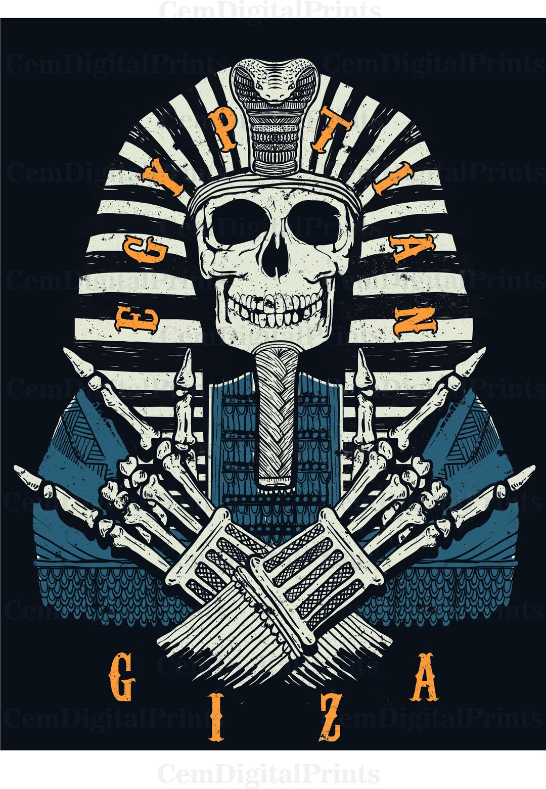 Egyptian Giza Pharaoh Skull | Ancient Egypt Skeleton Art | Gothic ...