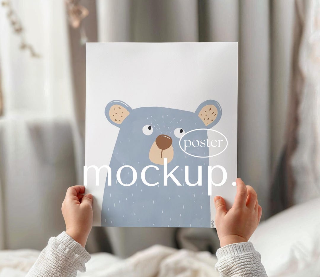 Kids Poster Mock Up, Poster Paper for Nursery Room, Photoshop Template ...