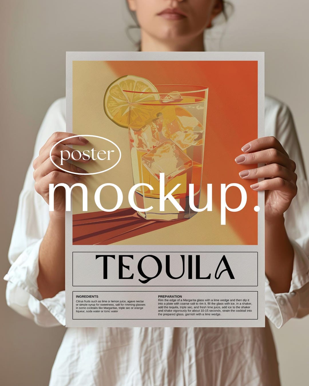 Woman Behind Poster Mockup, Minimal Interior Mock up (PSD), Unframed ...