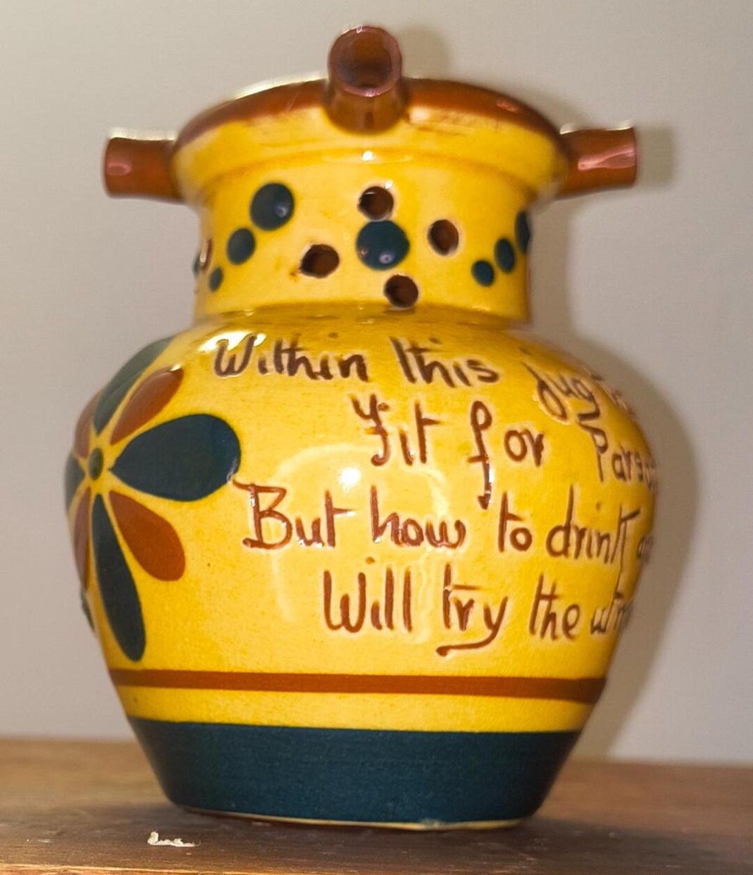Vintage Torquay Pottery Puzzle Jug With Inscribed Motto - Etsy