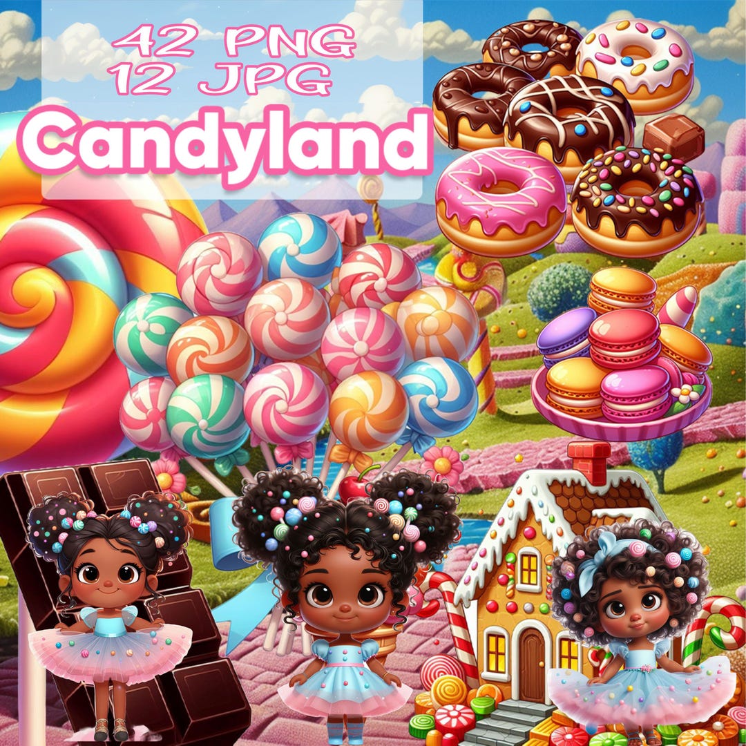 Candyland Clipart Pack, Pastel Candy Land Clipart, Lollipop Clipart ...