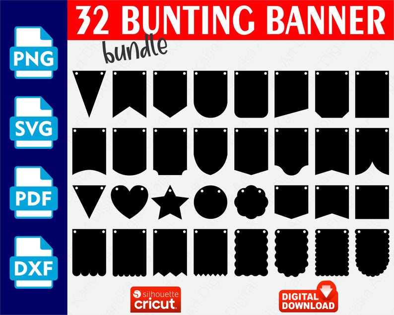 SVG Banner Bunting Pack, SVG Banners, Banner Template, SVG Pennants ...