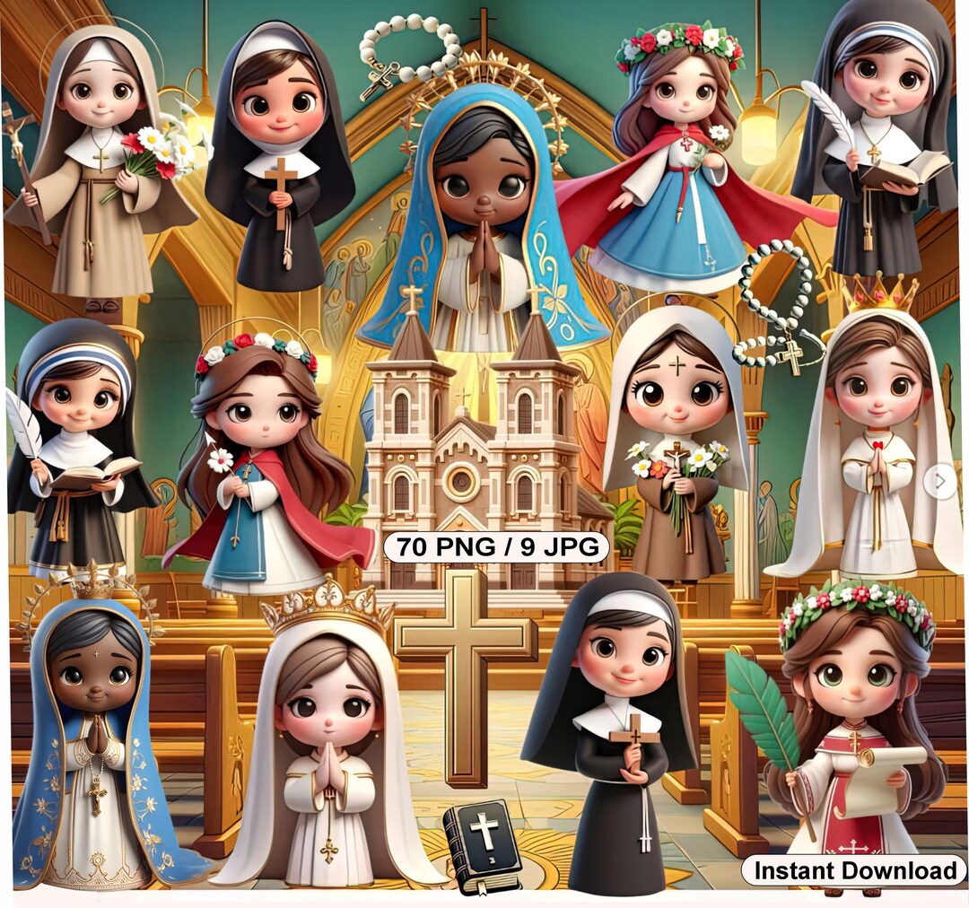 Catholic Saints Clipart PNG - Cute Saint - Holy Clipart - Catholic ...