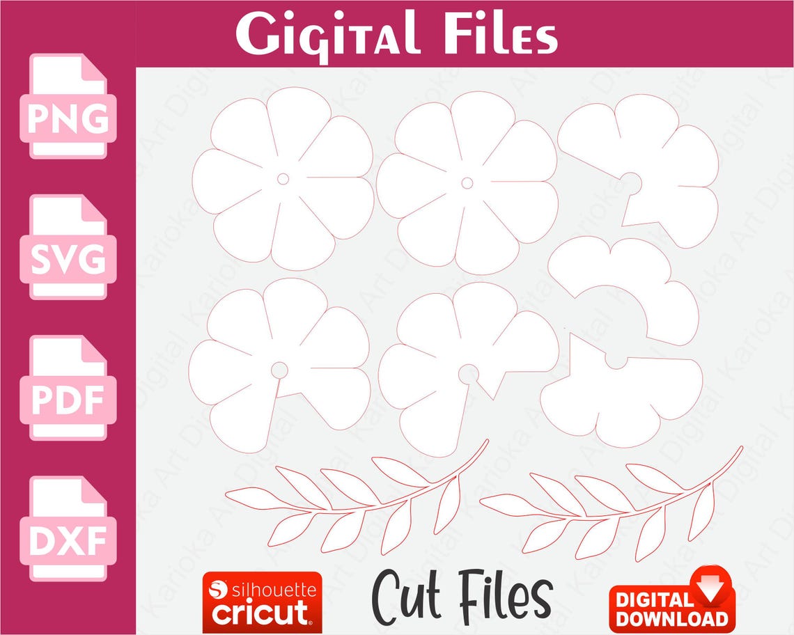 SVG Template of 3D Paper Rose: DIY Crafts, Cards and Decorations, Paper ...