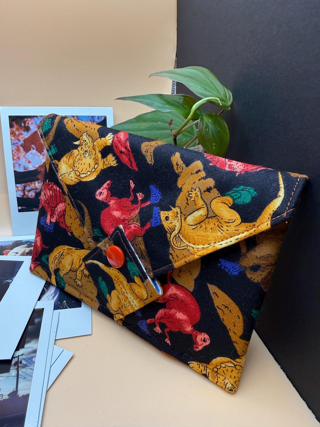 Instant Film Photo Envelope Origami Style—dinosaur With Plaid Flannel ...