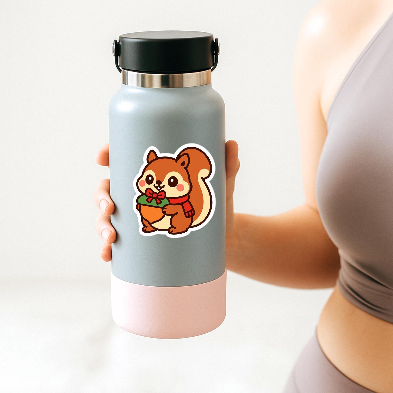 Christmas Squirrel Sticker: Vinyl Holiday Acorn Decal - Etsy