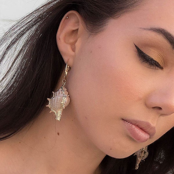 Conch Shell Earrings - Etsy