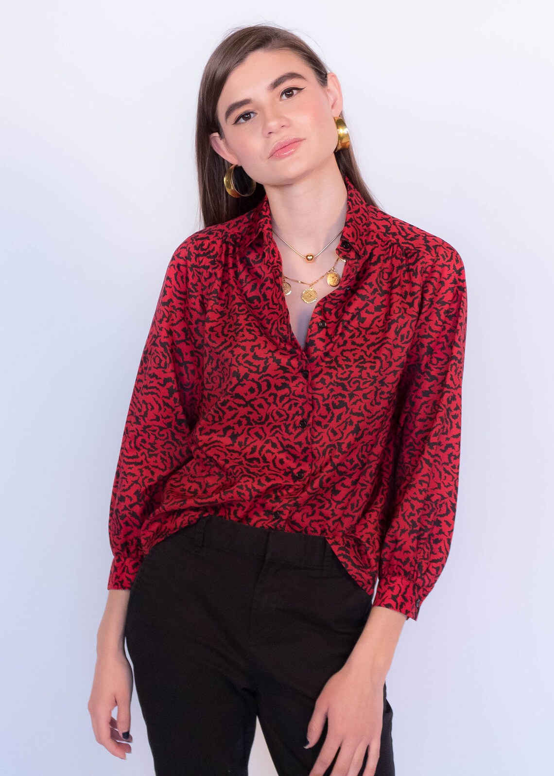 Vintage Abstract Silky Blouse Size XS/S - Etsy