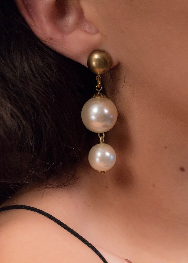BALL Drop Pearl Earrings. Faux Pearl Ball Drop Earrings. | Etsy