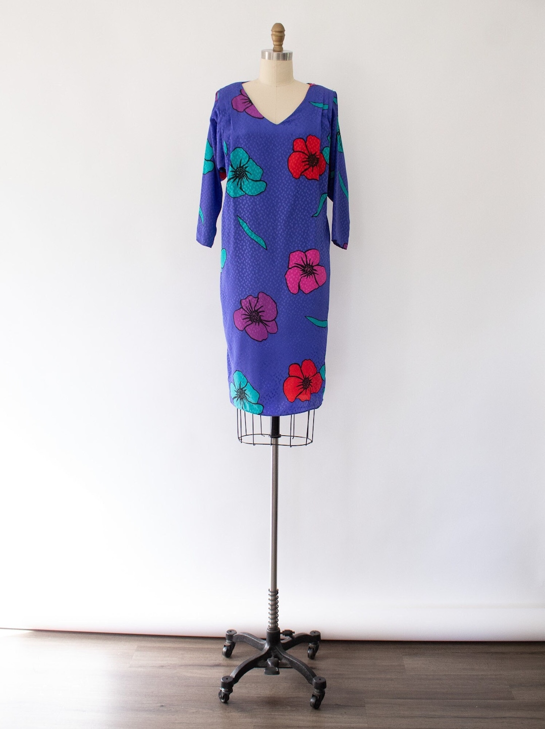 80s Floral Jacquard Dress, Vintage Sack Dress (XS-S) - Etsy