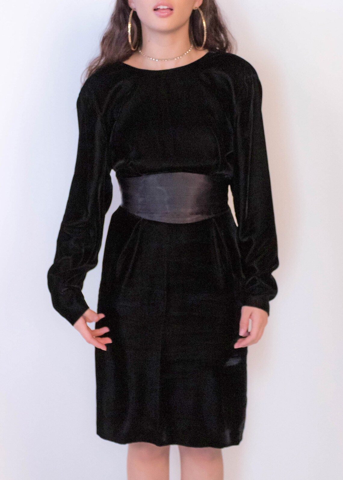 Vintage 80s Black Velvet Tuxedo Dress With Exposed Back Size - Etsy