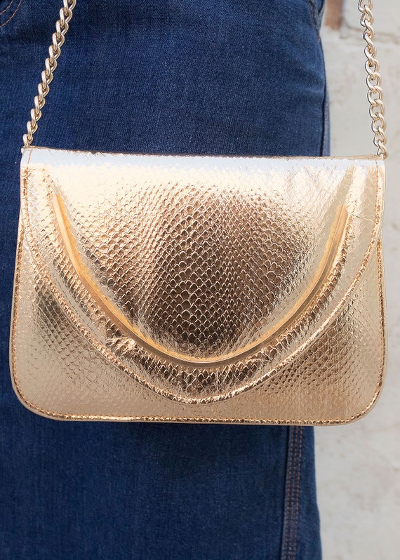 Metallic GOLD Purse. Faux Snake Purse. Small Purse. V… - Gem