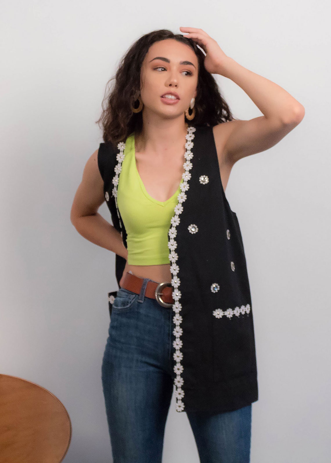 SUNFLOWER Boho Vest. 80s Floral Vest. Vintage Tunic Vest. Boho | Etsy