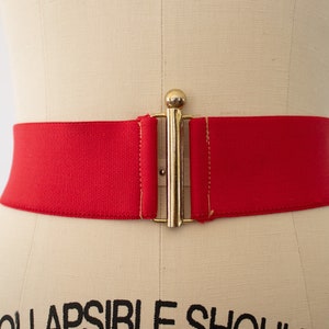 80s Red Wide Stretch Belt, Vintage Minimal Elasticized Belt (29.5"-30 ...