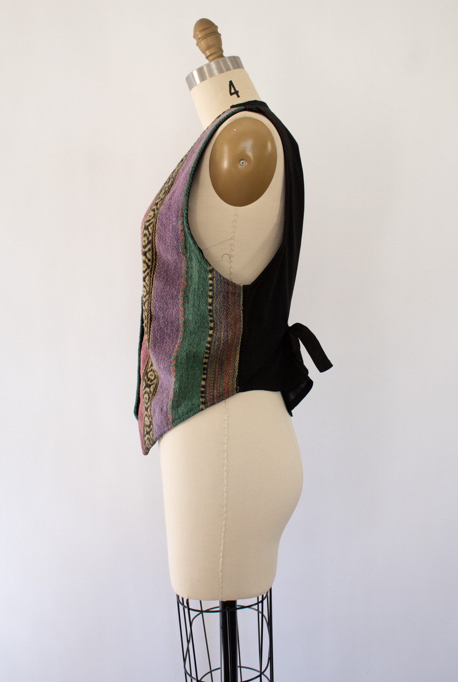90s Southwestern Woven Cotton Vest, Vintage Boho Waistcoat Vest (S-M ...