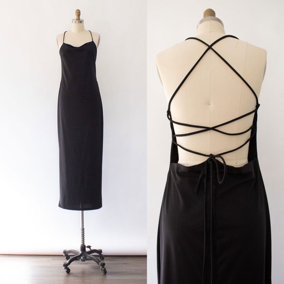 90s Criss-Cross Exposed-Back Dress, Vintage Minimal S… - Gem