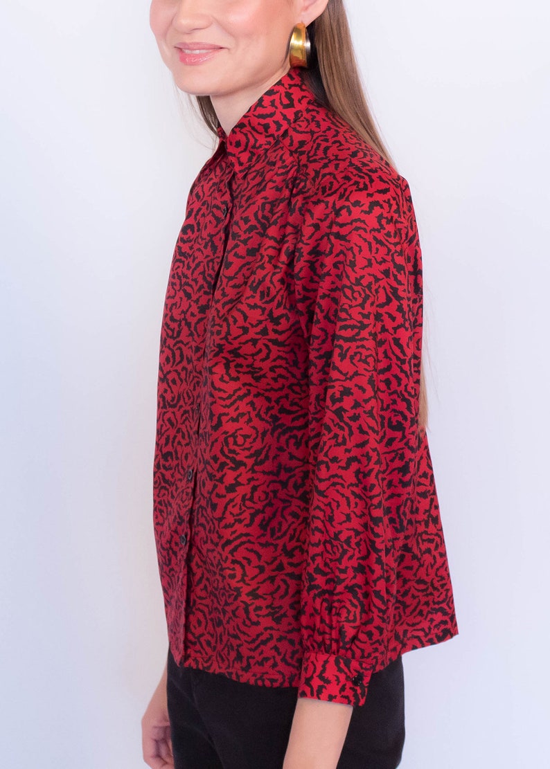 Vintage Abstract Silky Blouse Size XS/S - Etsy