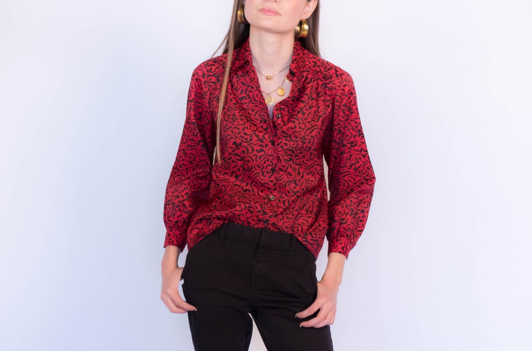 Vintage Abstract Silky Blouse Size XS/S - Etsy