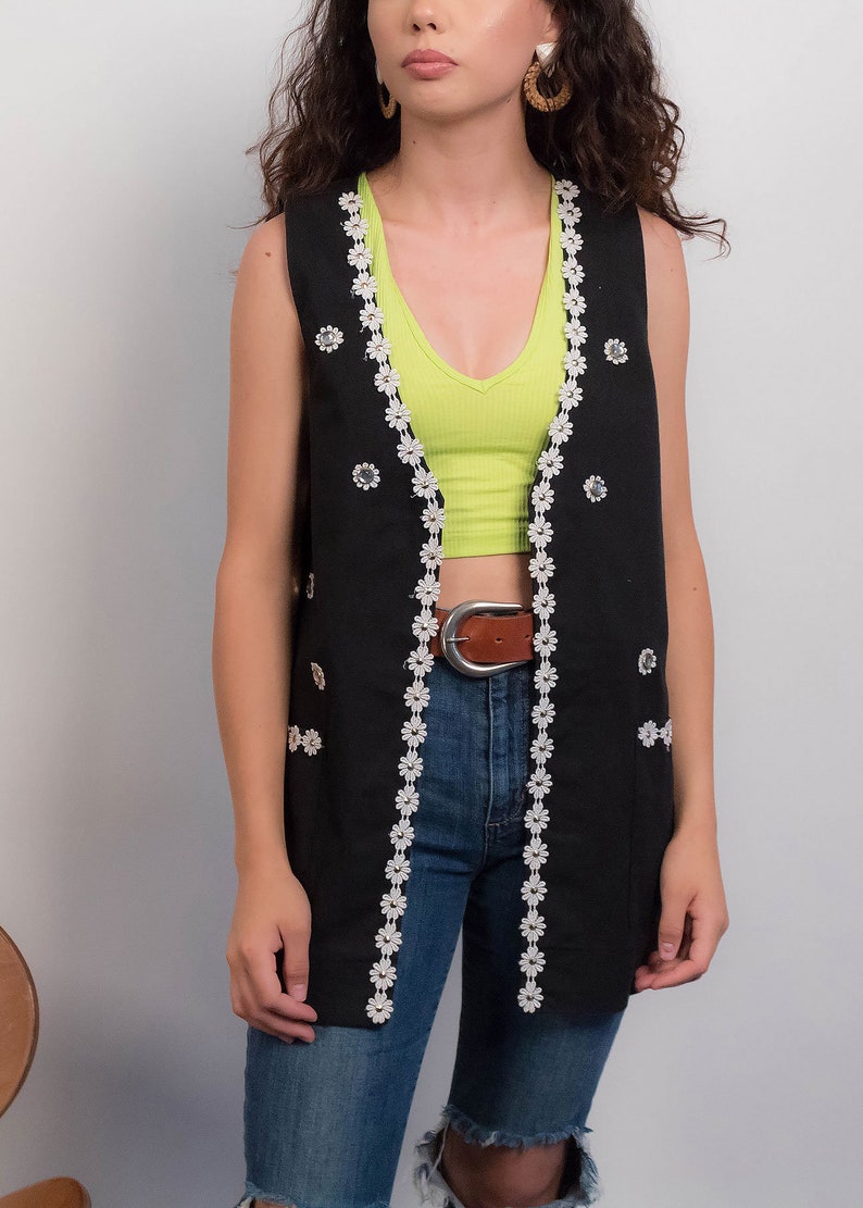 SUNFLOWER Boho Vest. 80s Floral Vest. Vintage Tunic Vest. Boho | Etsy