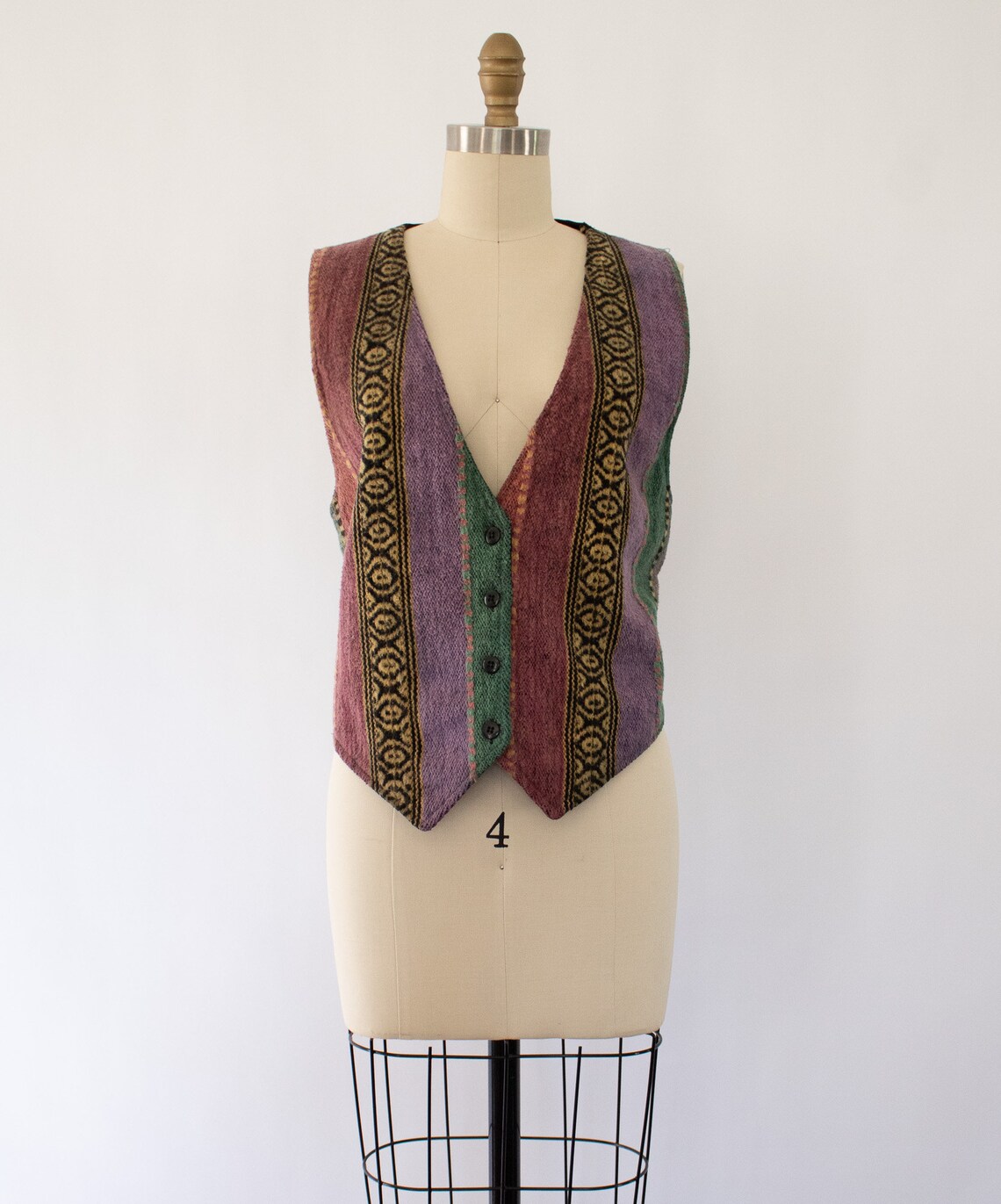 90s Southwestern Woven Cotton Vest, Vintage Boho Waistcoat Vest (S-M ...