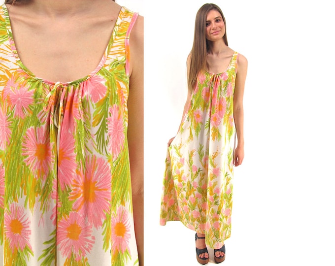 Vintage 70s Floral Slip Dress, Boho, Hippie, Maxi Lingerie Dress ΔΔ Xs ...