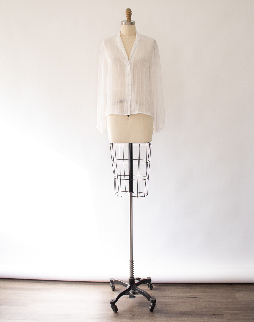 80s Sheer Jacquard Stripe Sheer Blouse, Vintage Dead-stock Classic ...