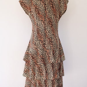 80s Leopard Print Dress, Vintage Drop Waist Ruffle Tiered Dress (M) - Etsy