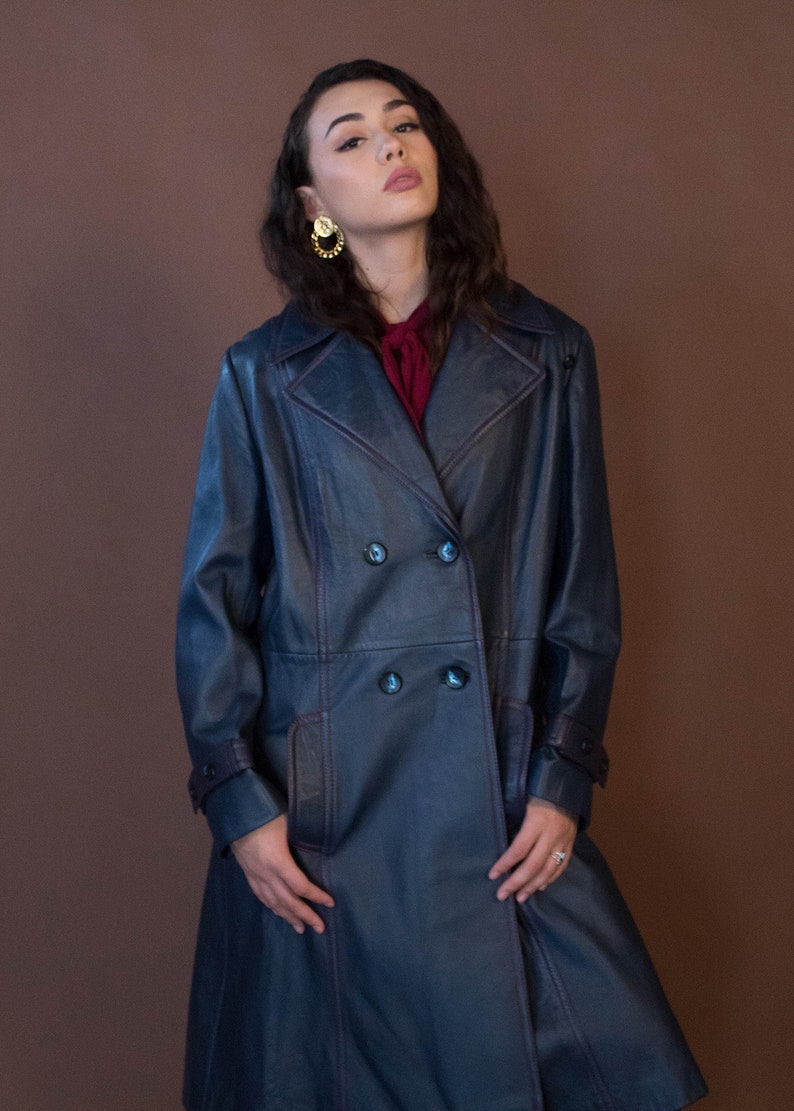 Mod LEATHER Coat. Vintage 70s Leather Coat. Double-breasted - Etsy